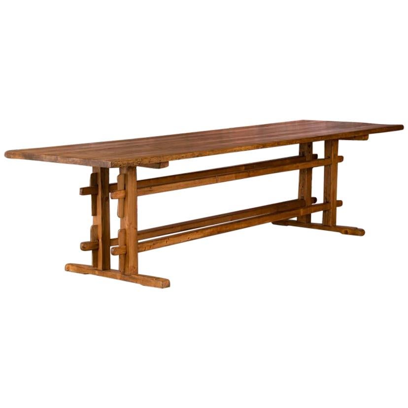 Long Rustic Antique European Pine Farm Table at 1stDibs