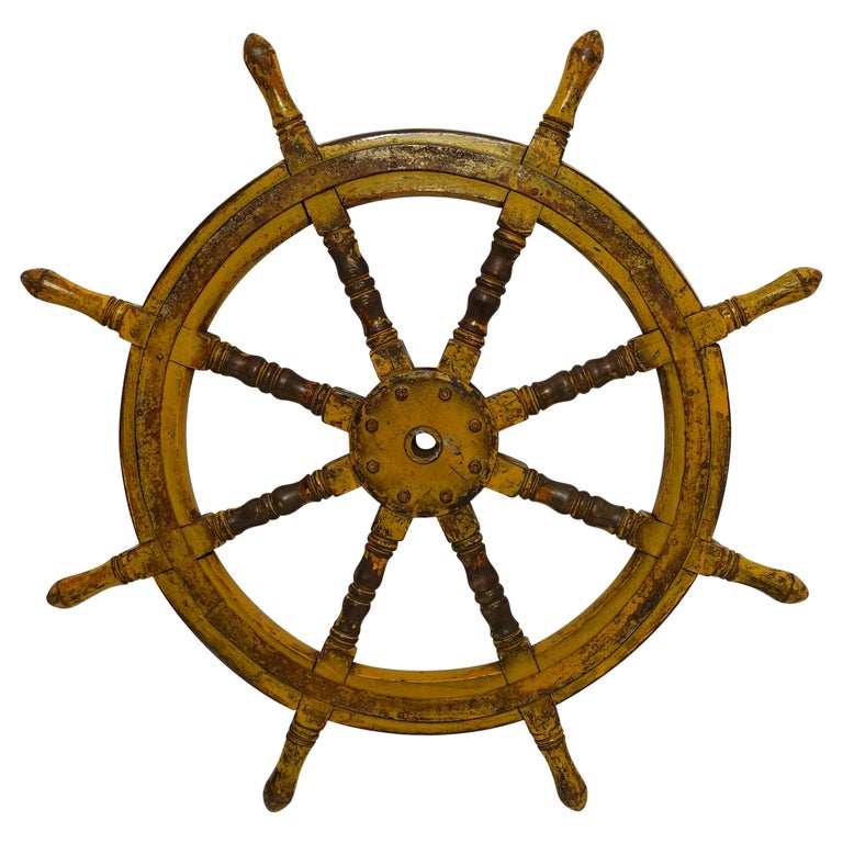 Yellow Painted Ships Wheel, 19th Century at 1stDibs