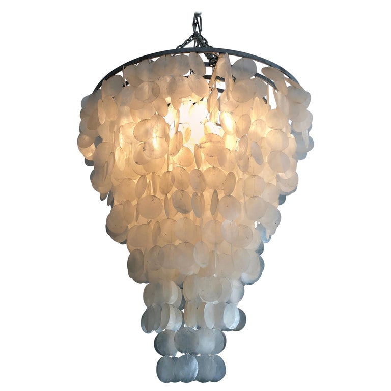 Impressively Large Glitzy Capiz Shell Chandelier For Sale at 1stDibs
