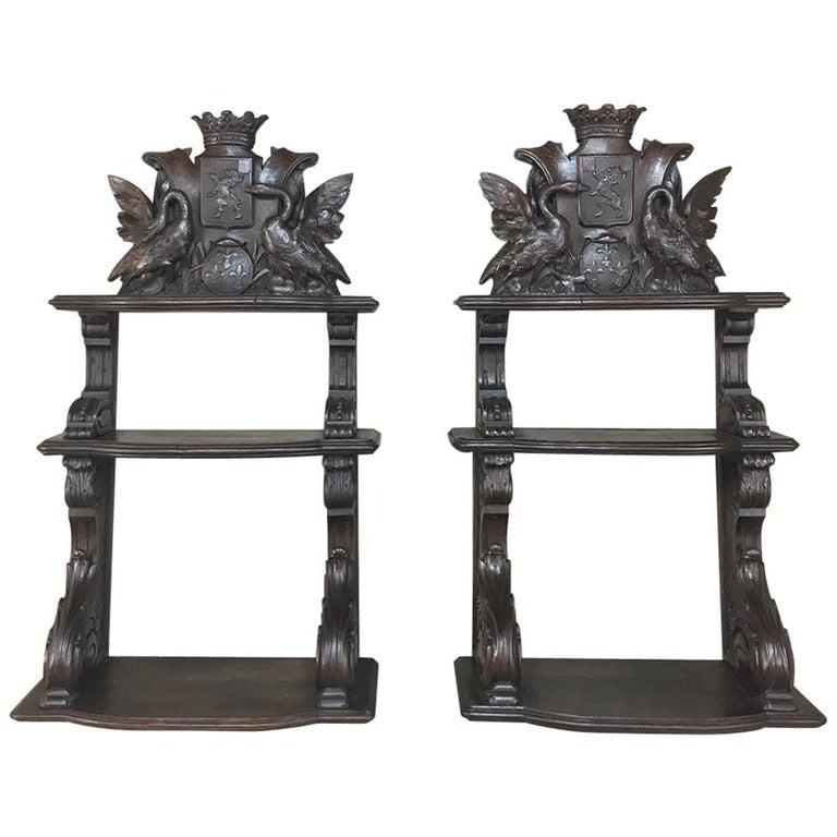 Pair of 19th Century Carved Renaissance Wall Shelves at 1stdibs