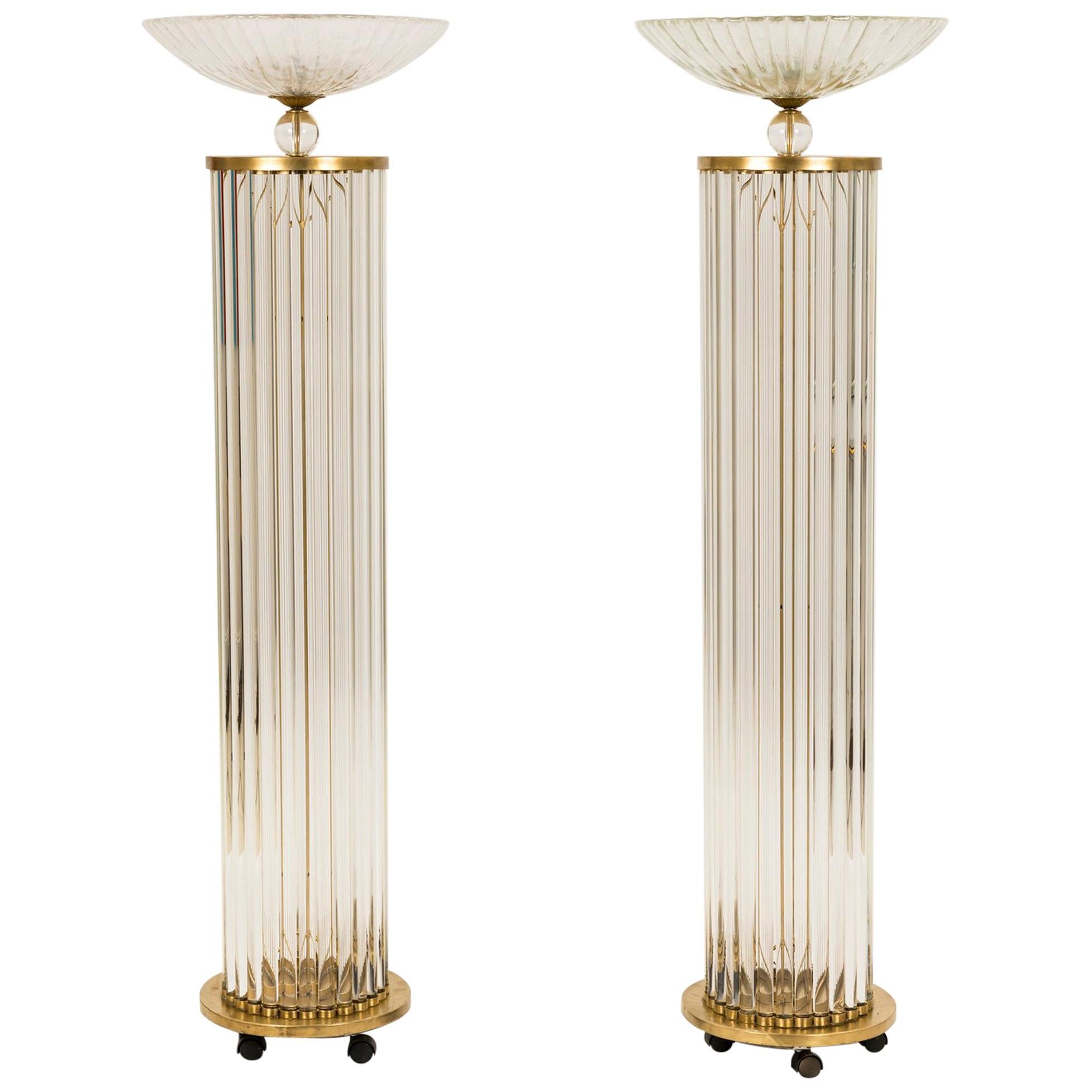 Pair of Art Deco Murano Glass Torchieres at 1stDibs