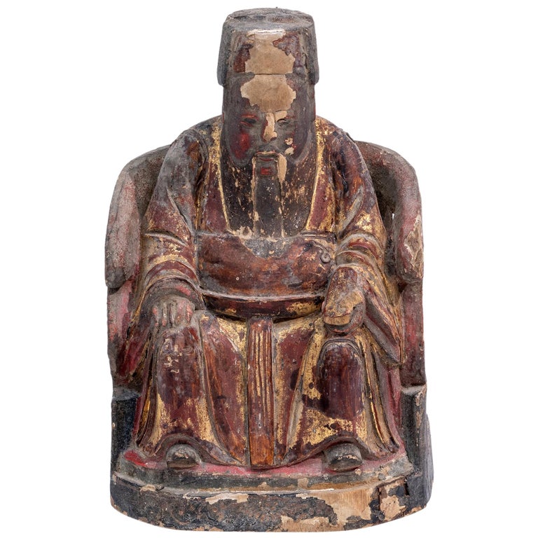 A Wooden 19th Century Chinese Earth God at 1stDibs