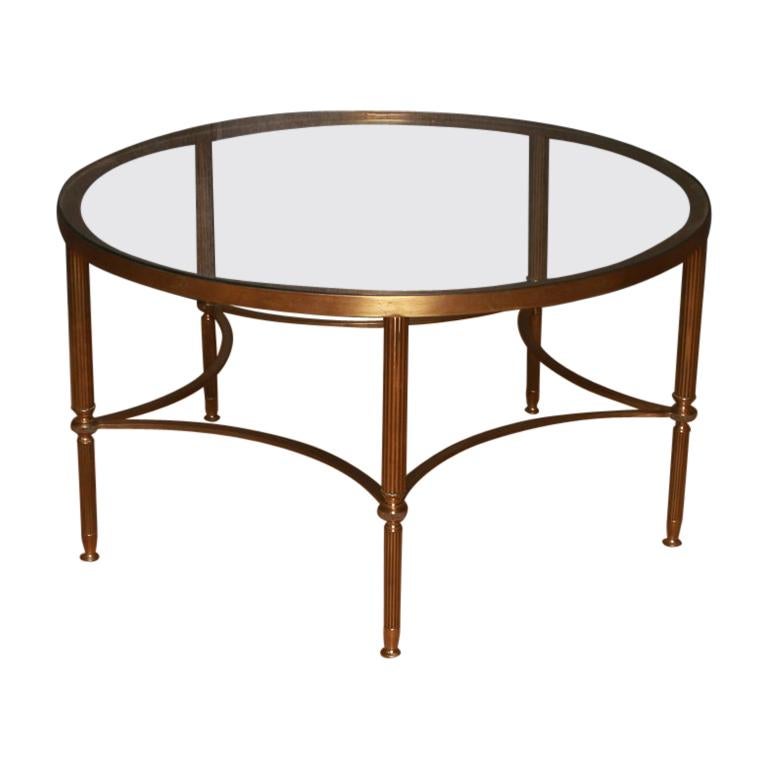 French Brass and Glass Coffee Table at 1stDibs