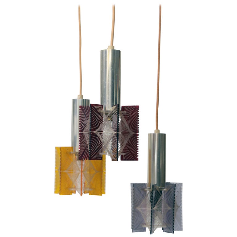 Paul Secon Colored Pendant Lights, 1960s at 1stDibs
