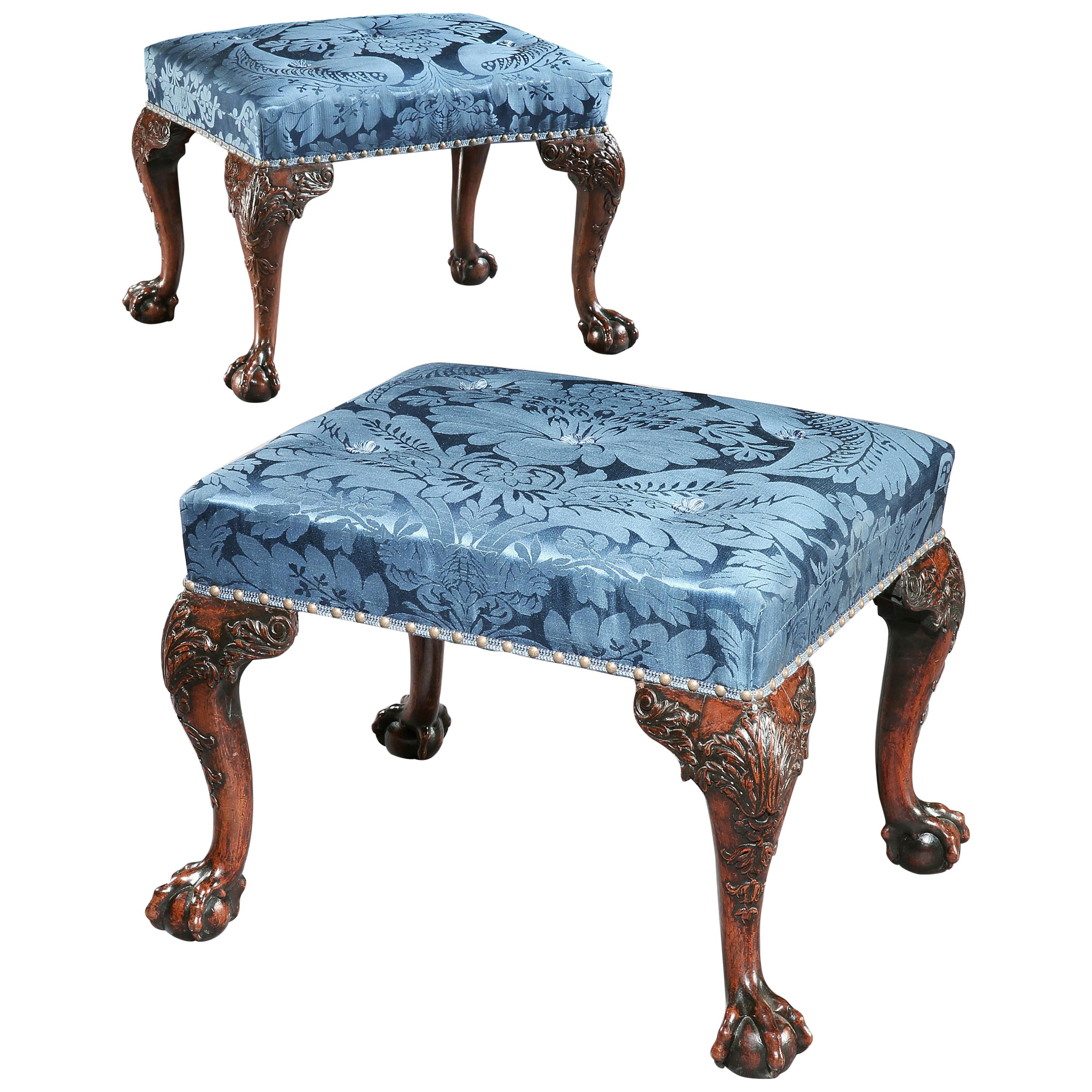 Pair of George III Mahogany Stools For Sale at 1stDibs