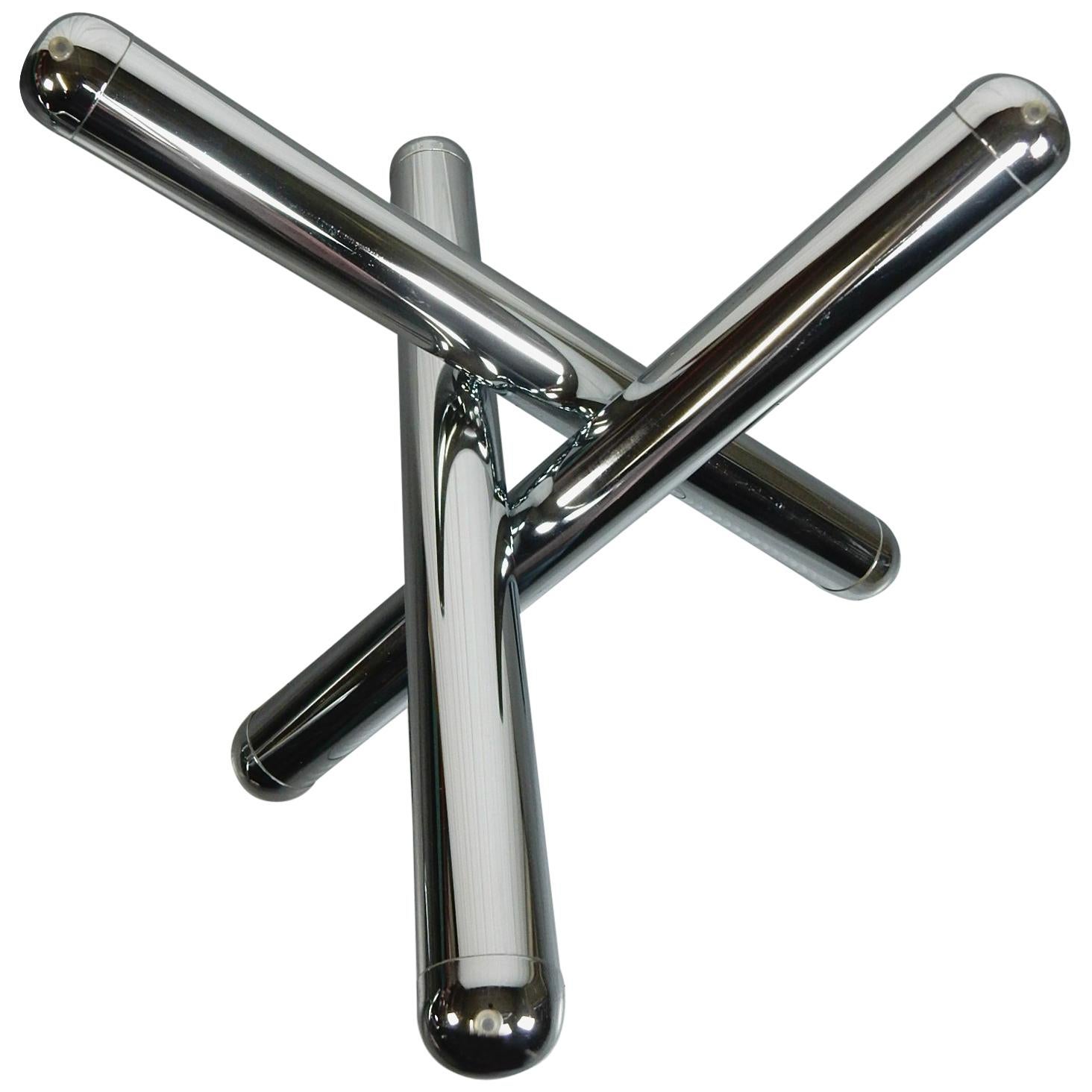 1970s Chrome Tri-Pod Tube Coffee Table Base For Sale at 1stDibs
