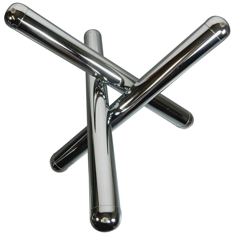 1970s Chrome Tri-Pod Tube Coffee Table Base For Sale at 1stDibs