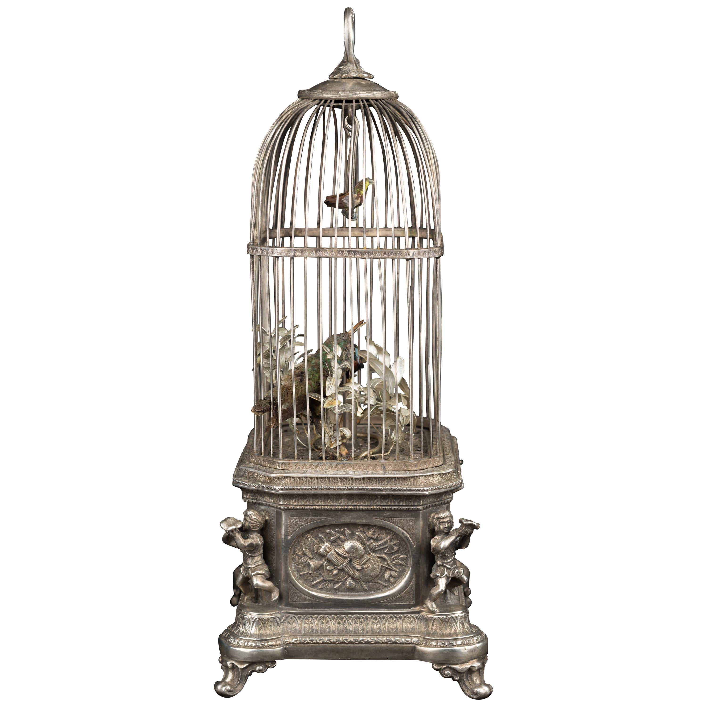 Silver Bird Cage with Music, circa 1920 For Sale at 1stDibs