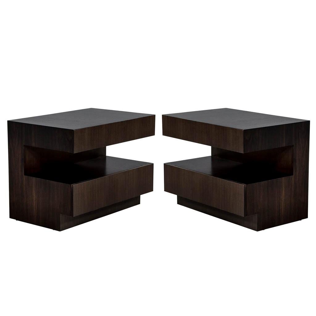 Pair of Custom Modern Walnut End Tables by Carrocel at 1stDibs
