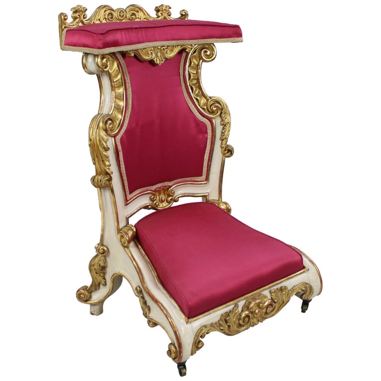 Victorian Painted and Gilt Carved Wood Prie Dieu Prayer Stool For Sale ...