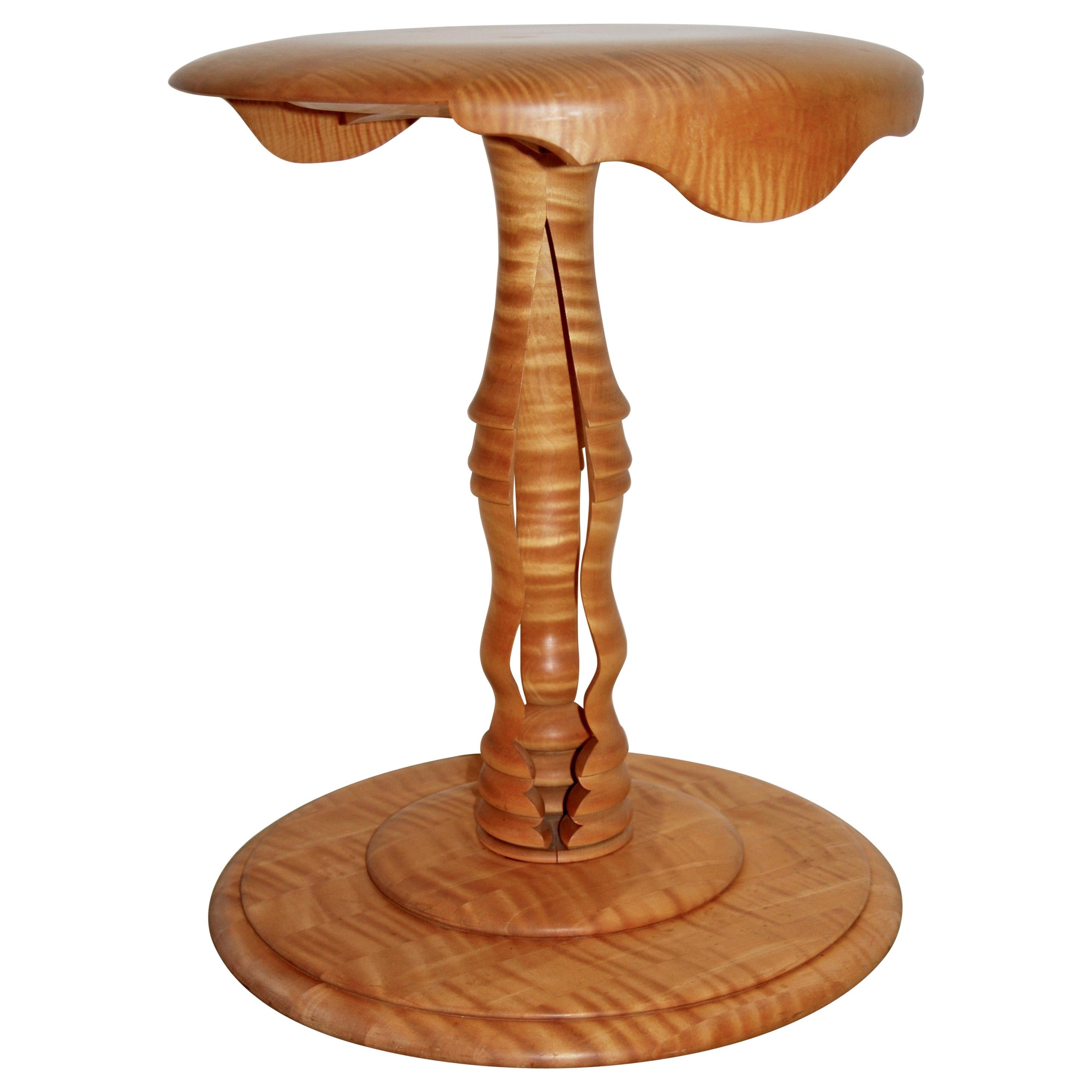 Turned tiger maple wood table by listed artist Peter Exton For Sale at ...