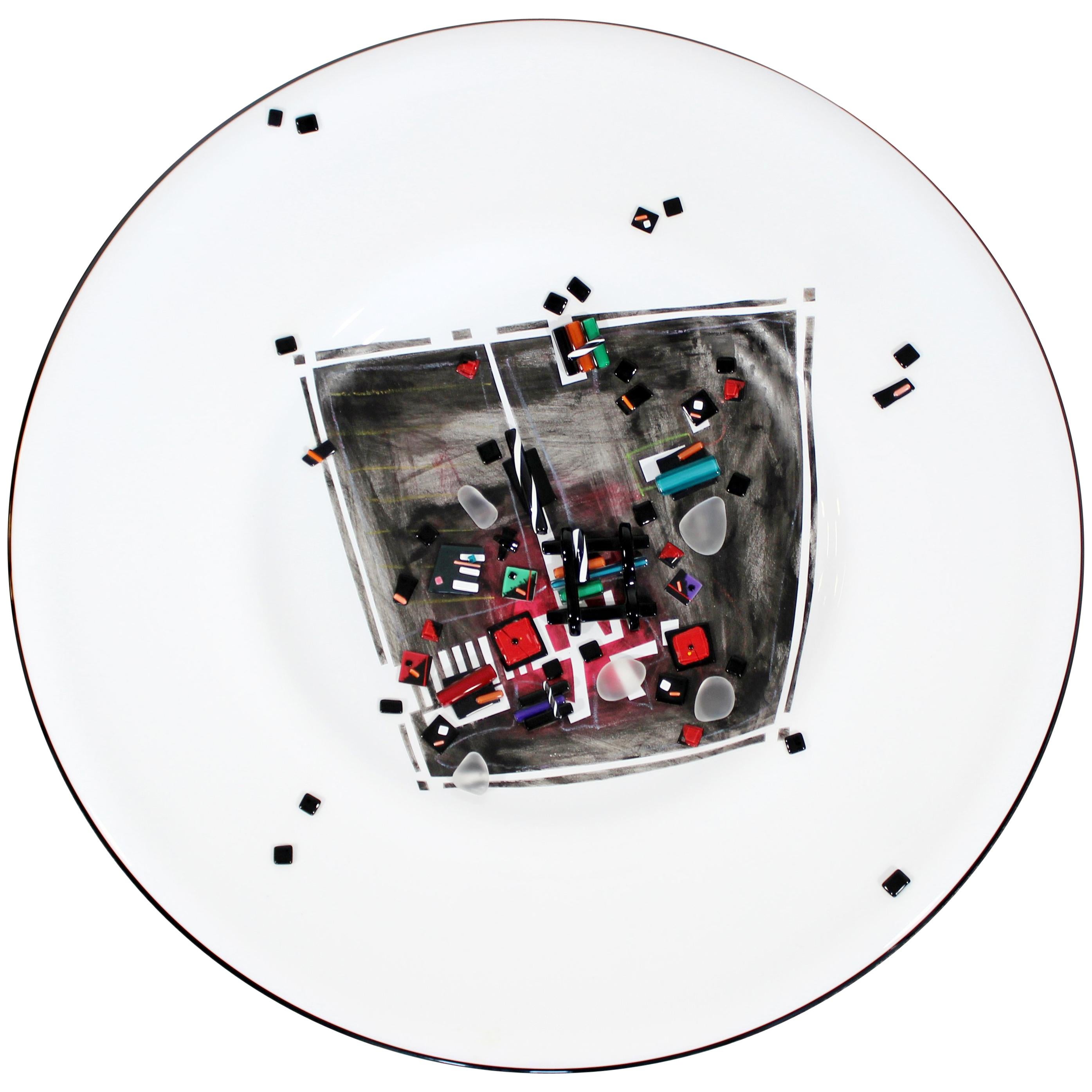 Contemporary Modern Large White Glass Art Bowl Sculpture by David ...