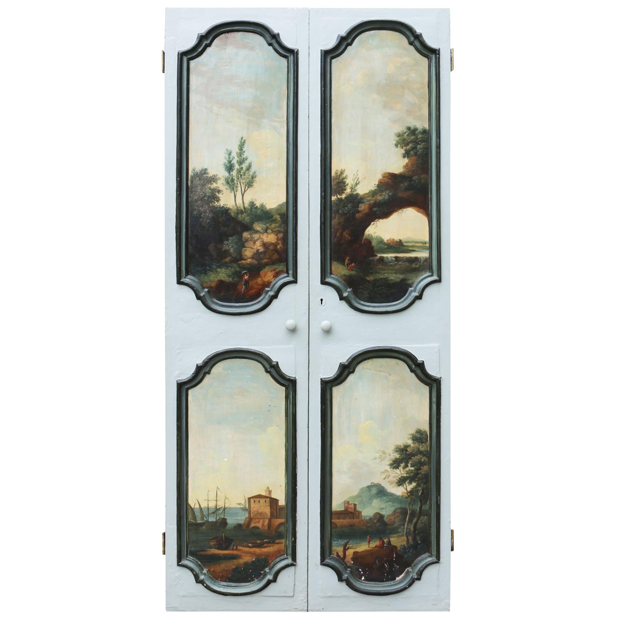 Pair of Antique Panelled Painted Doors at 1stdibs