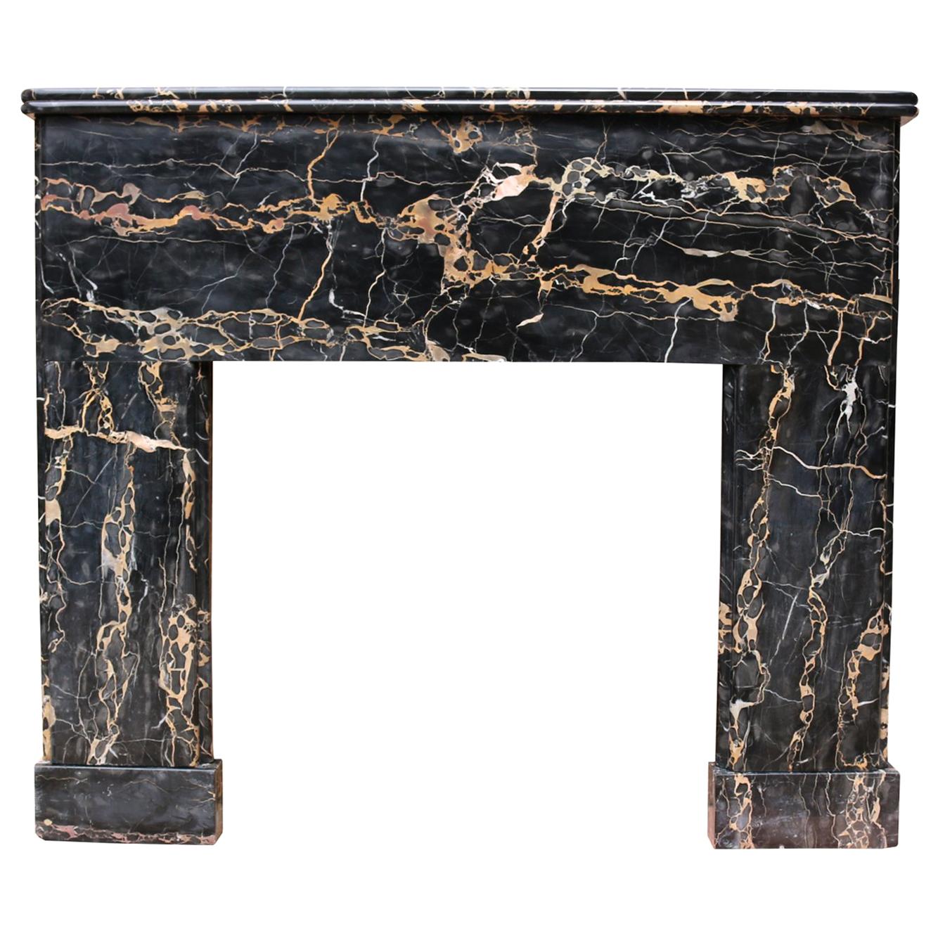 Very Heavy Black and White Marble Fire Surround with Floral Carving For ...