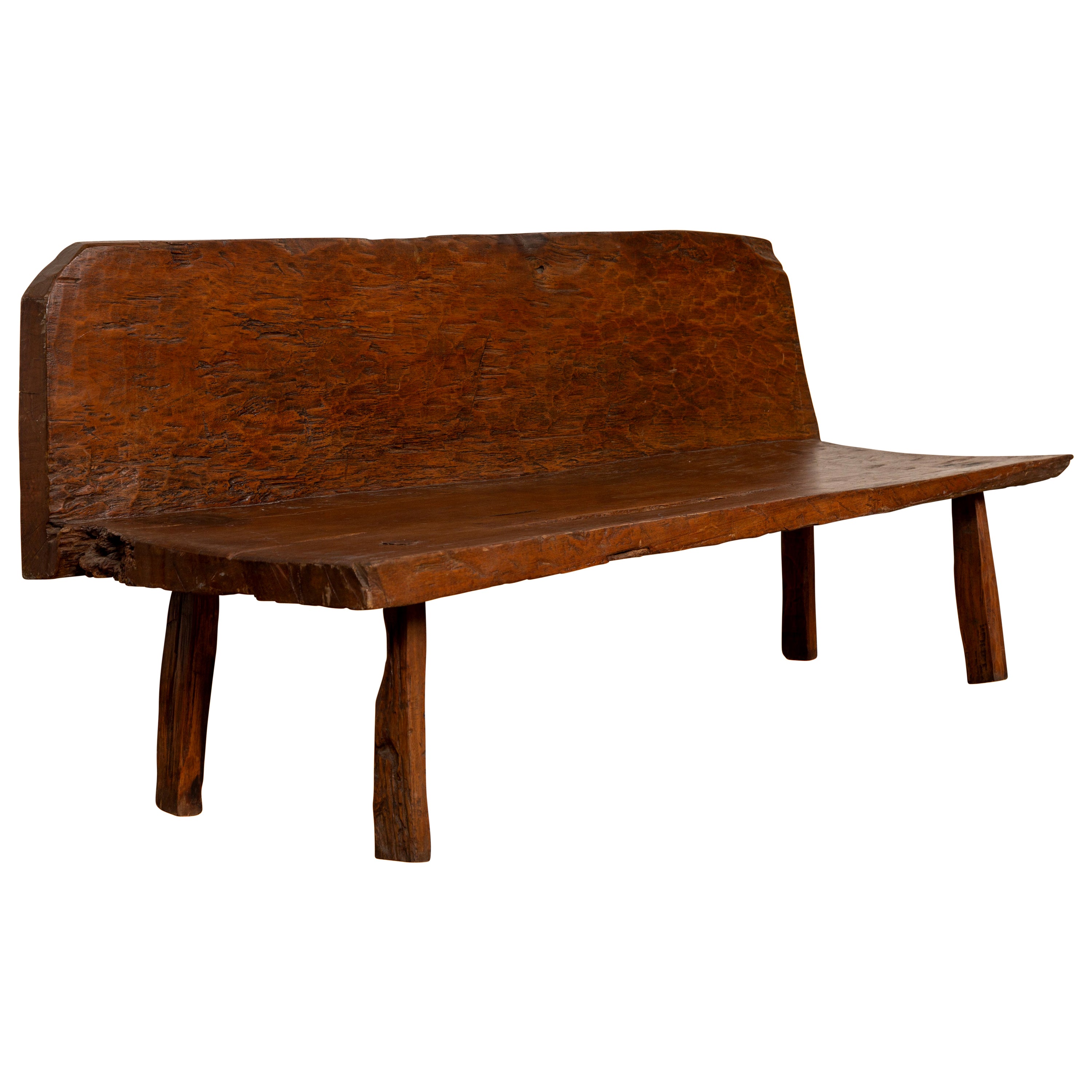 Freeform Design Antique Wooden Bench from the Riverbed of Bali with ...
