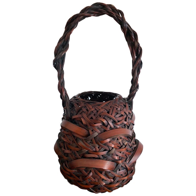 Japanese Wagumi Style Bamboo Basket Ikebana at 1stDibs