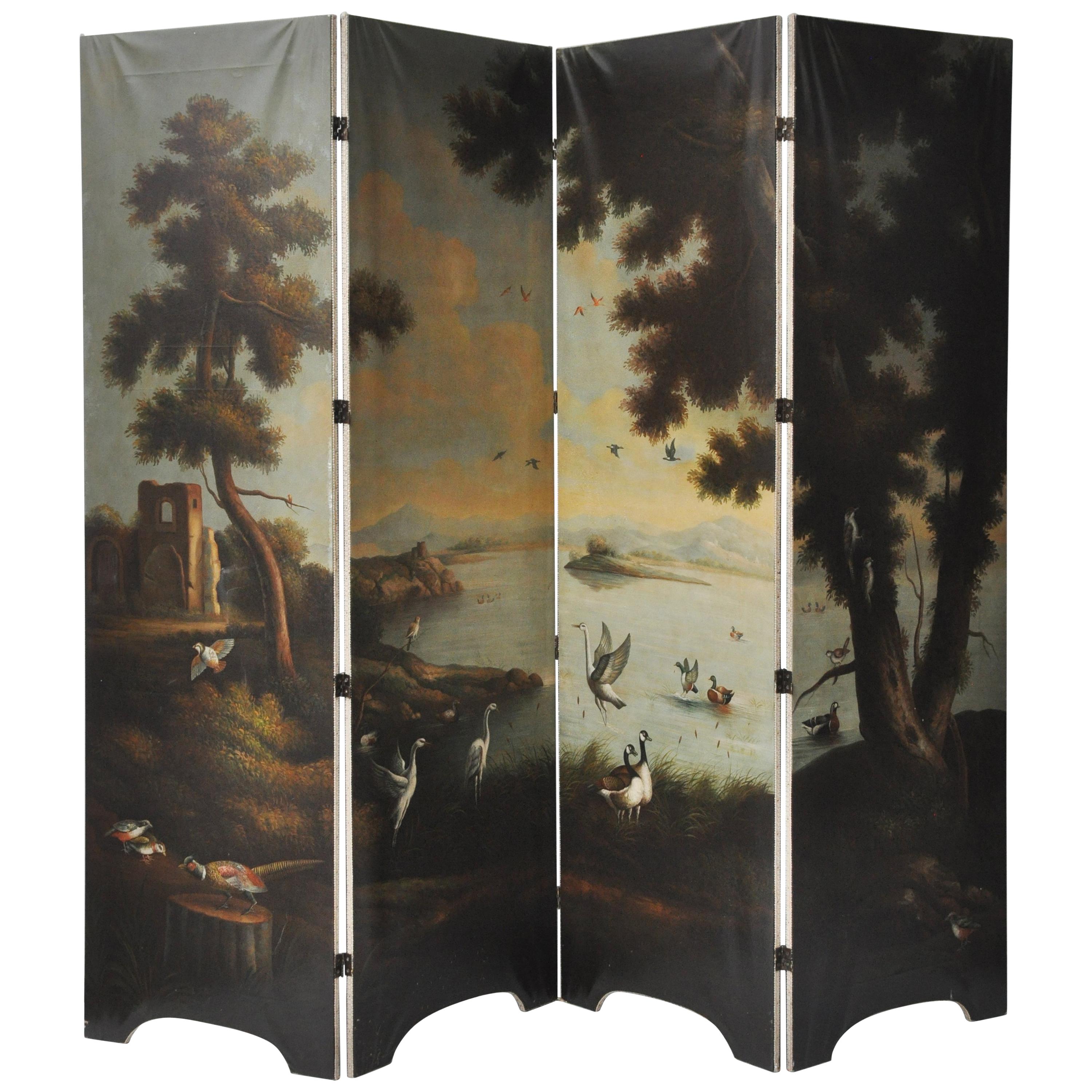 Hand Painted Canvas Screen at 1stDibs