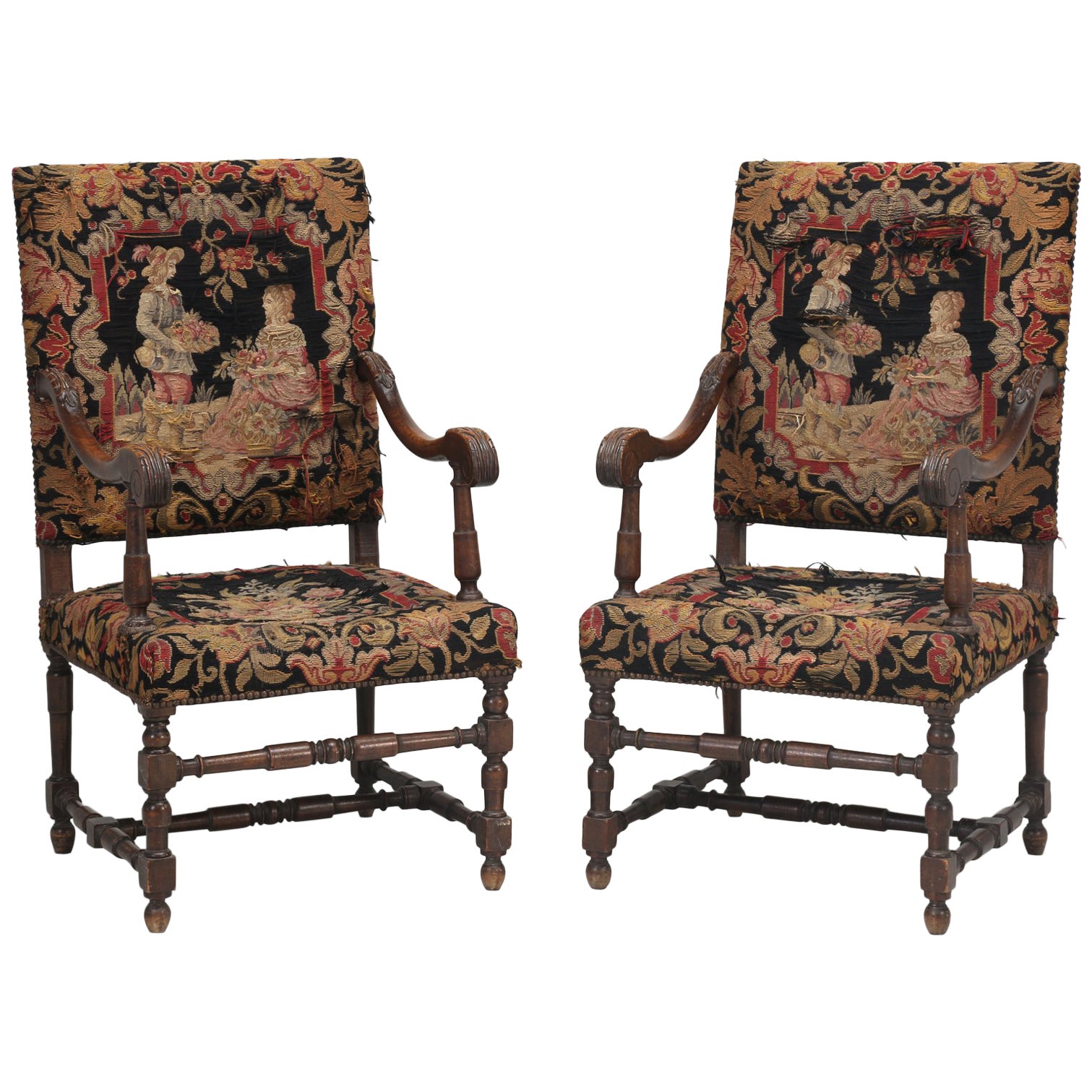 Pair of Antique 1800s Victorian Mahogany Gothic Cathedral Chairs at 1stDibs