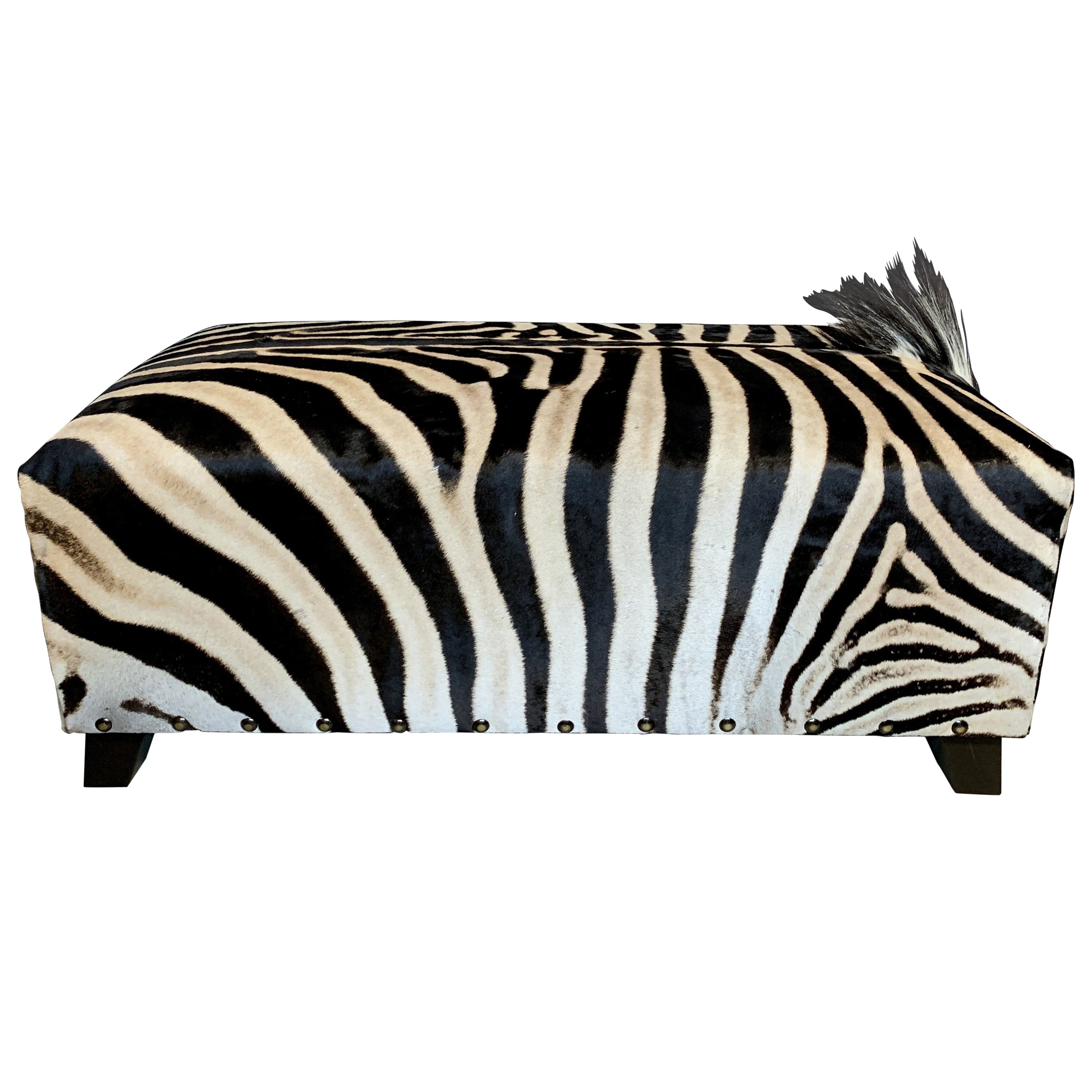 Zebra Armchair with Real Zebra Skin and Black Leather For Sale at 1stDibs