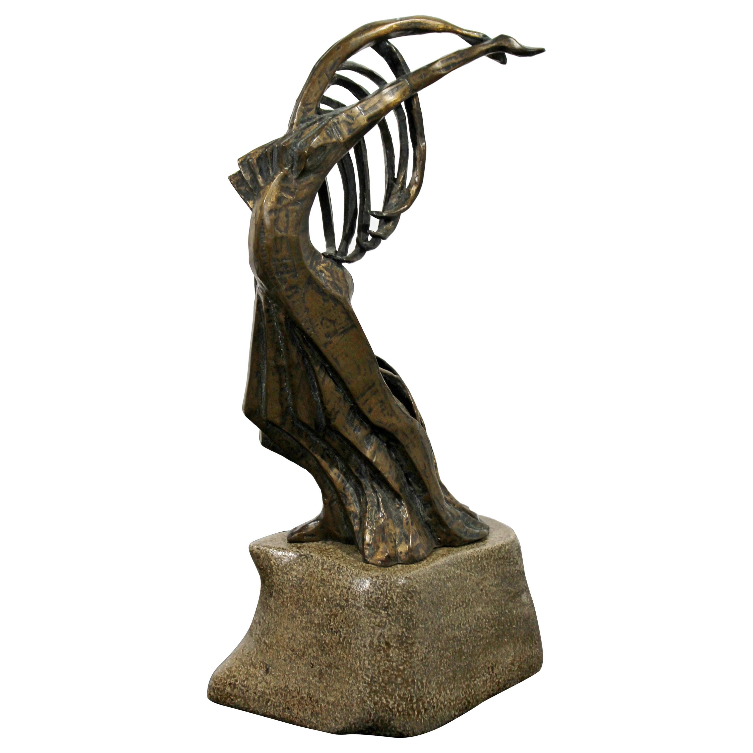 Contemporary Modern Bronze on Stone Female Figure Table Sculpture ...
