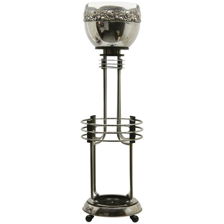 Art Deco Umbrella stand / Jardinière in Chrome and Bakelite by Demeyere ...