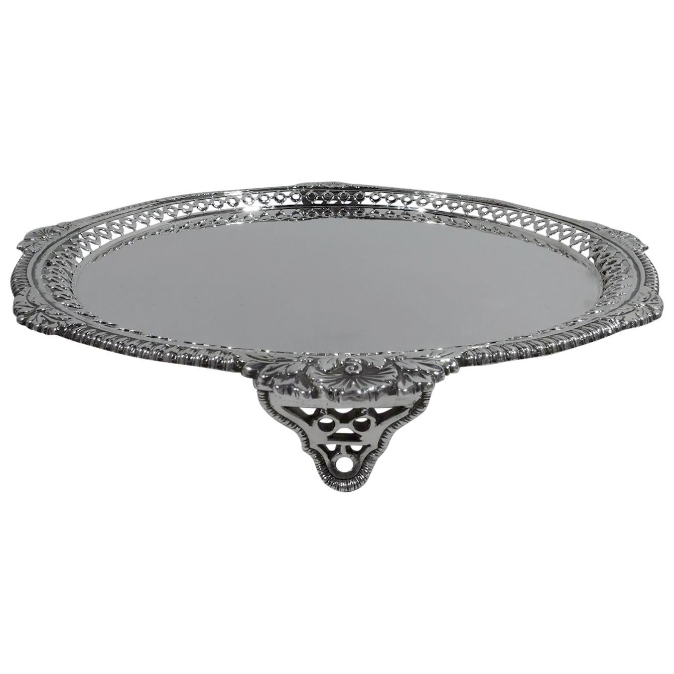 Antique English Regency Revival Sterling Silver Salver Tray For Sale at ...