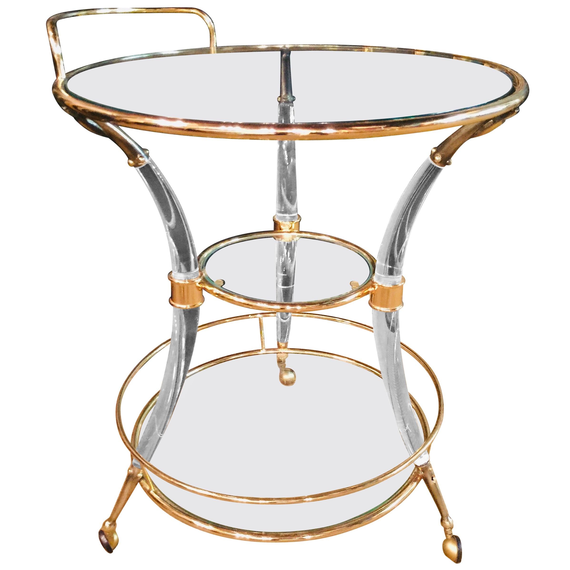 Exclusive Tea Table Acrylic Curved Legs with Brass For Sale at 1stDibs