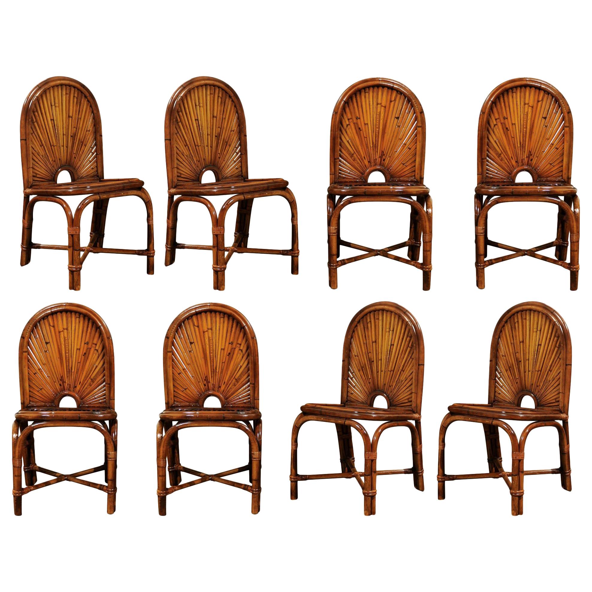 Spectacular Restored Set of 10 Rising Sun Style Bamboo Chairs, circa ...