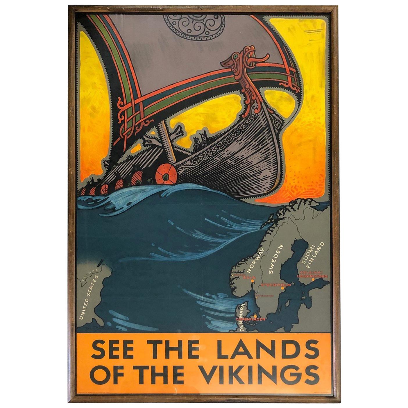 Vintage Travel Poster 'See the Land of the Vikings' by Ben Blessum ...