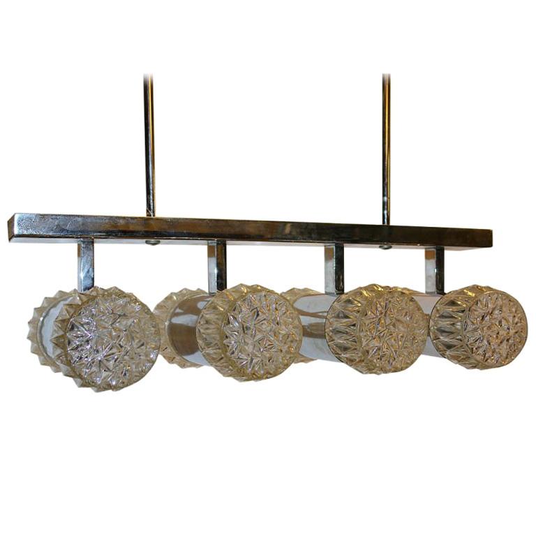 Horizontal Chrome and Glass Flush Light Fixture For Sale at 1stDibs