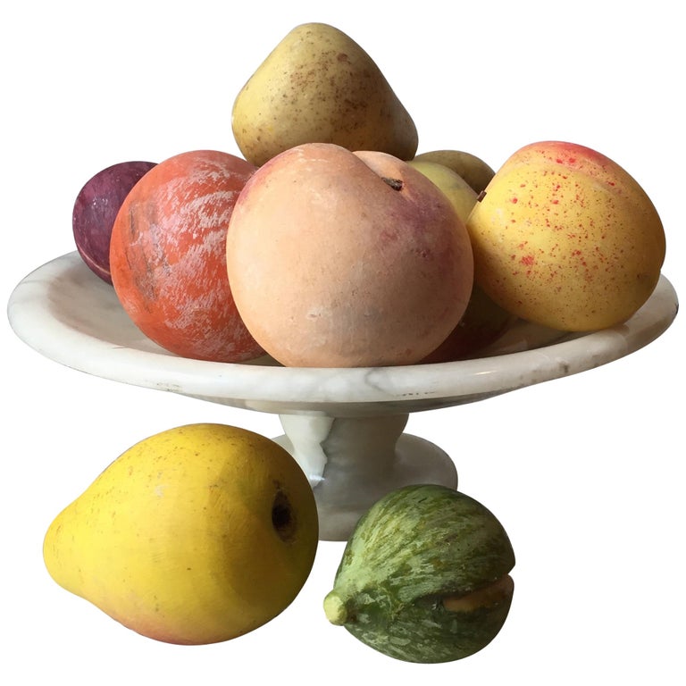 Collection of 19th Century Italian Carved Marble Fruit in a Marble ...