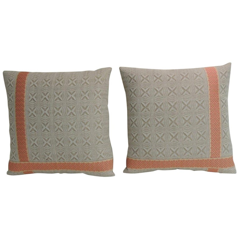Pair of Vintage Woven Swedish Decorative Pillows with Ribbon Accents ...