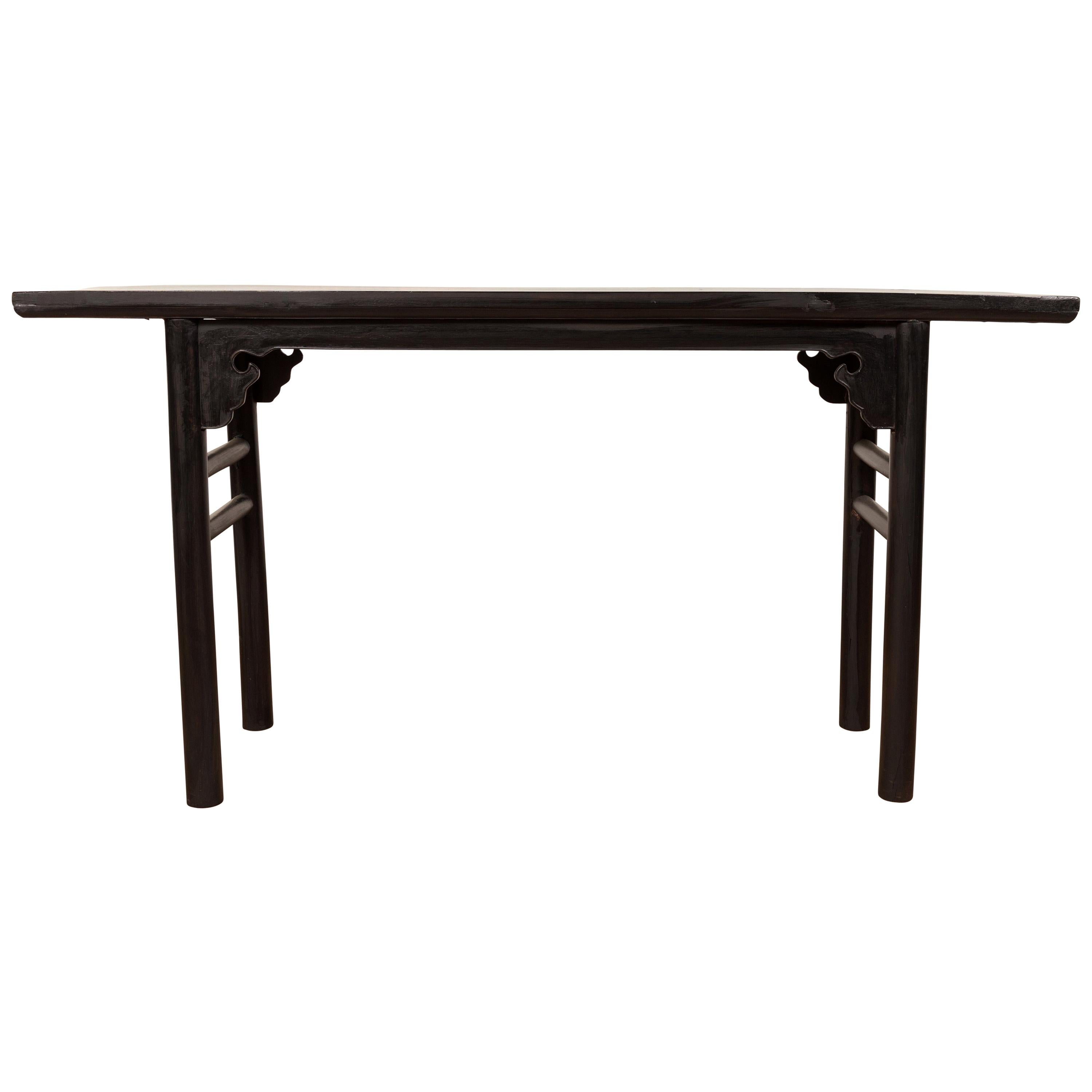 Chinese Ming Dynasty Style Black Lacquered Console Table with Original ...