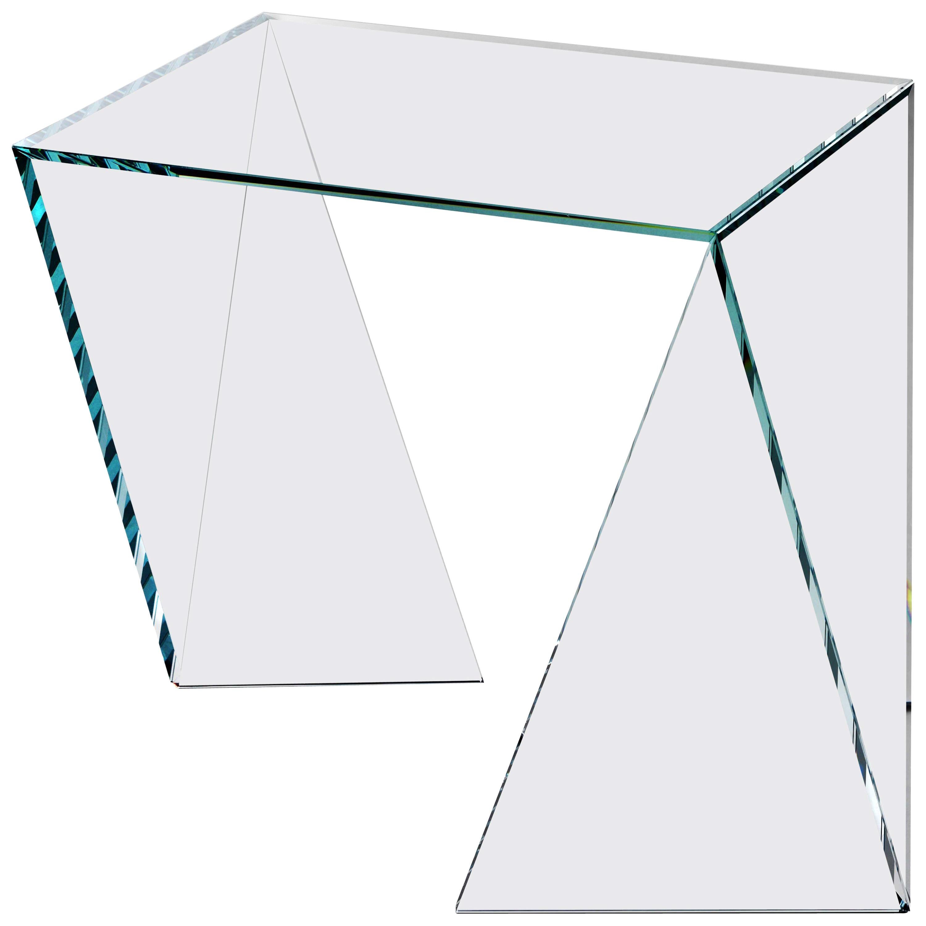 Side Table Contemporary Design Square Glass Crystal For Sale at 1stDibs