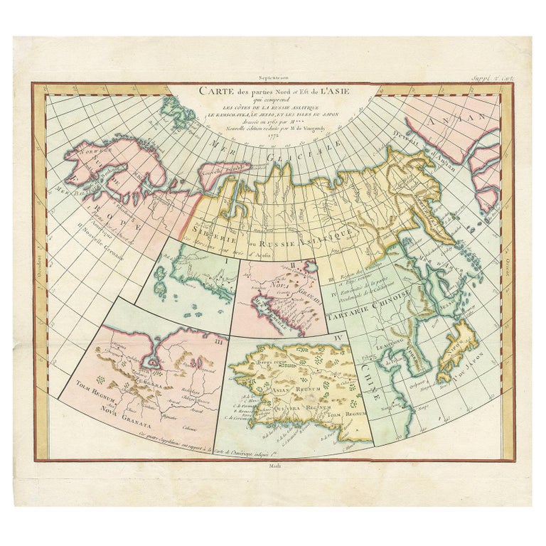 Antique Map of North Europe and East Asia by Vaugondy, circa 1750 For ...