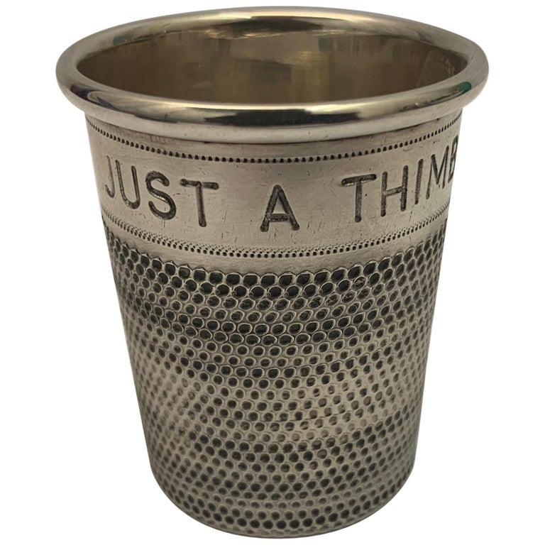 Small Silver Inscribed Thimble Cup For Sale at 1stDibs
