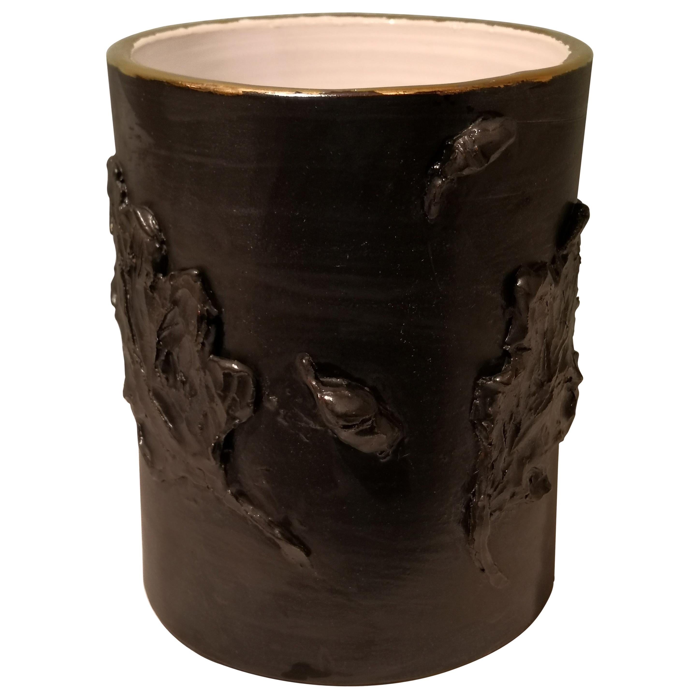 Southwest American Indian Acoma Style Feather Pottery Vase by Beto Tena ...