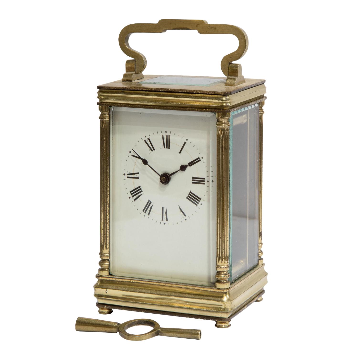 French Brass Cased Carriage Clock Standing on Bun Feet For Sale at ...