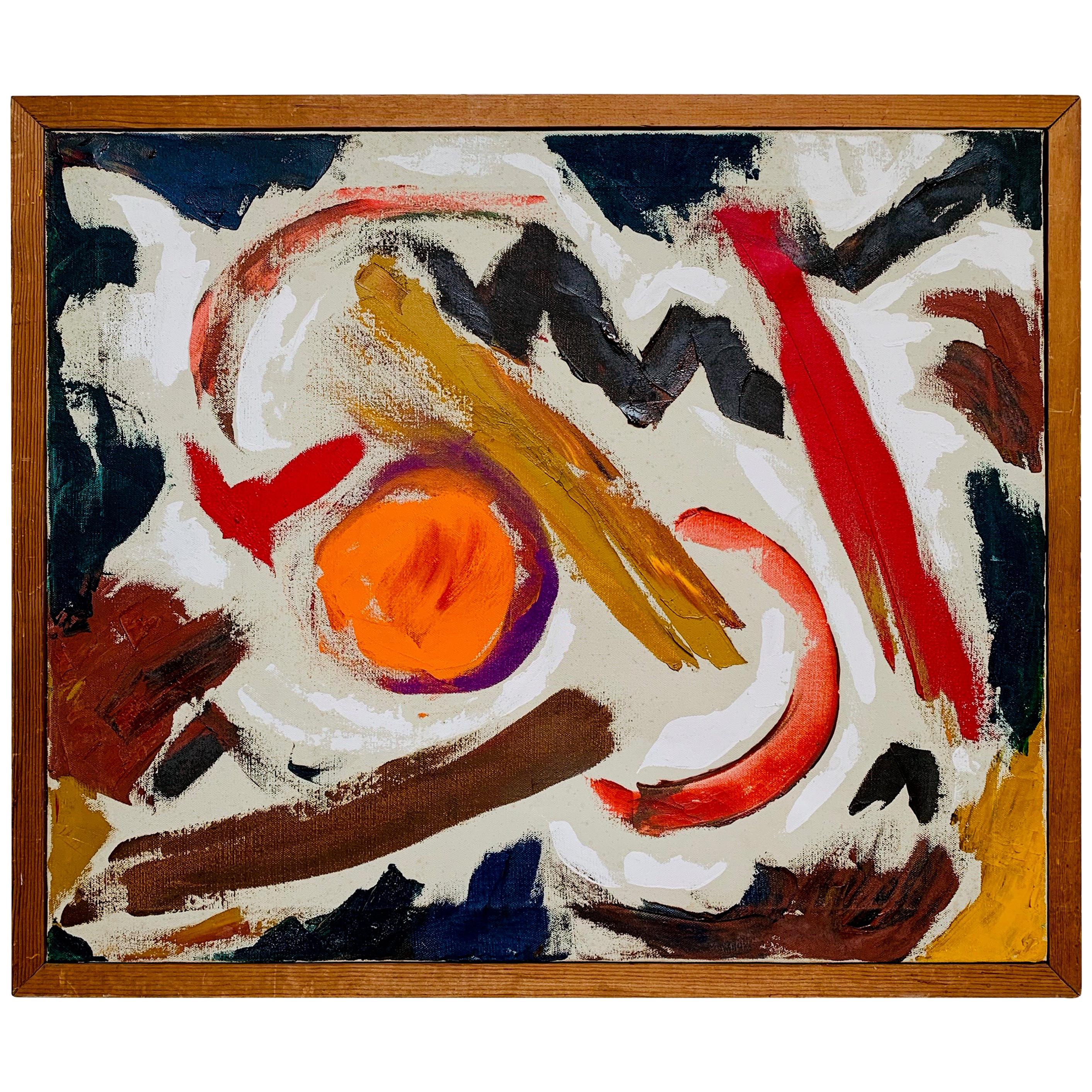 June Groff Abstract Midcentury Painting Oil on Canvas with Artist Made ...