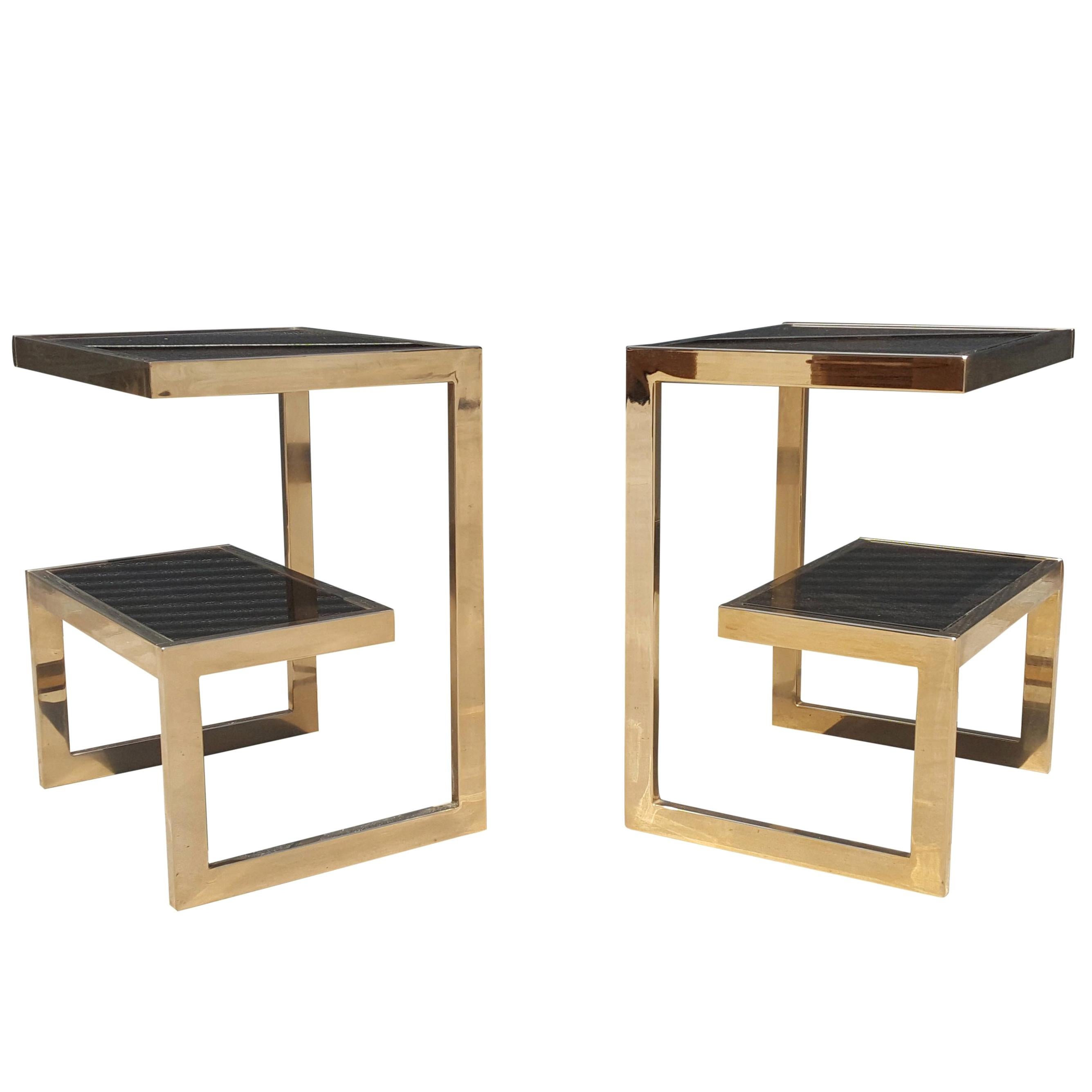 Gold 23-Karat G- Side Tables Maison Jansen, Mid-Century Modern For Sale ...
