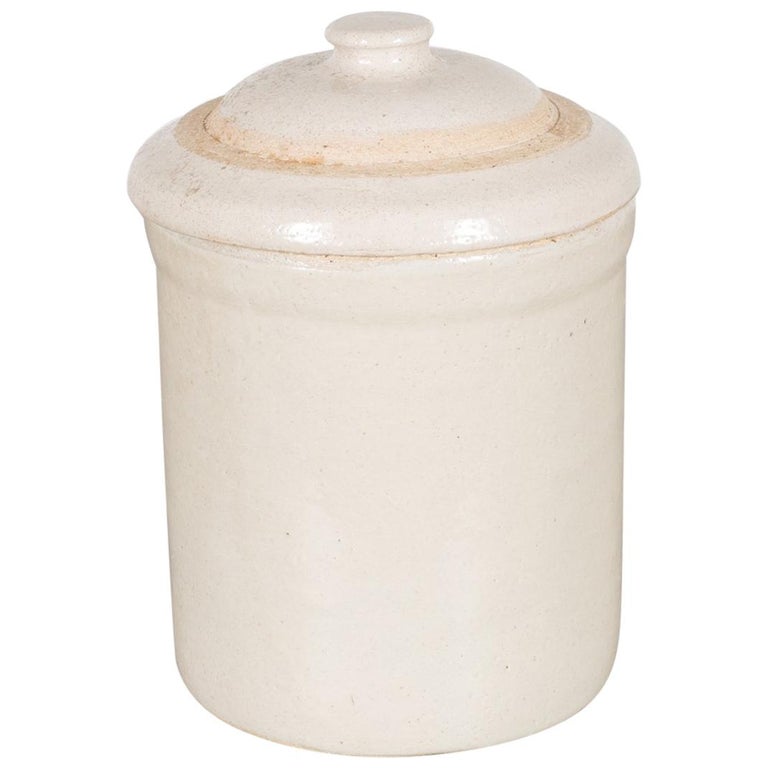 Small Stoneware Pottery Crocks with Lid, circa 1980 at 1stDibs