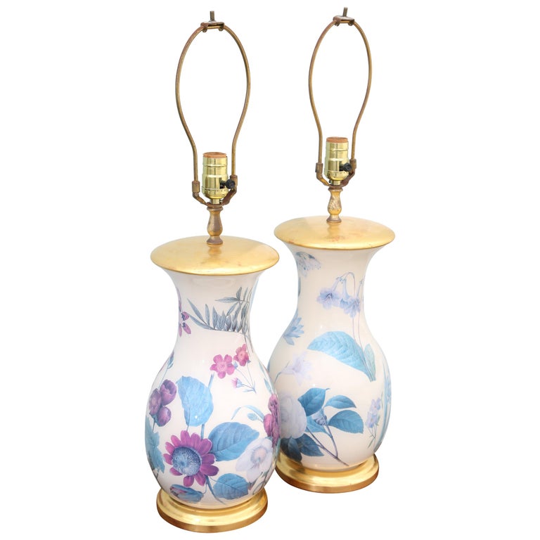 Pair of Decoupage Lamps by Vaughan at 1stDibs
