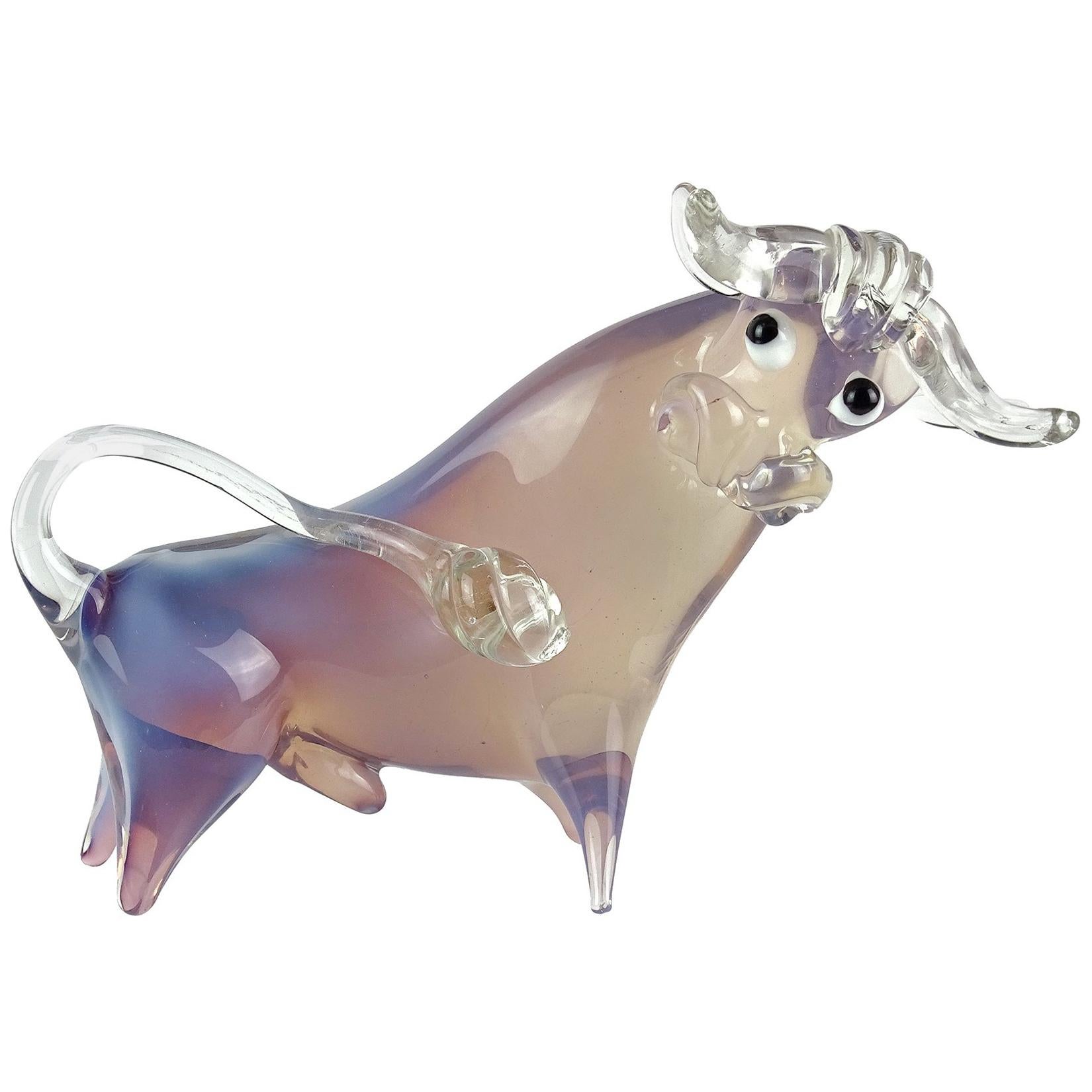 Murano Opal Lavender Purple Taurus Bull Italian Art Glass Figure ...
