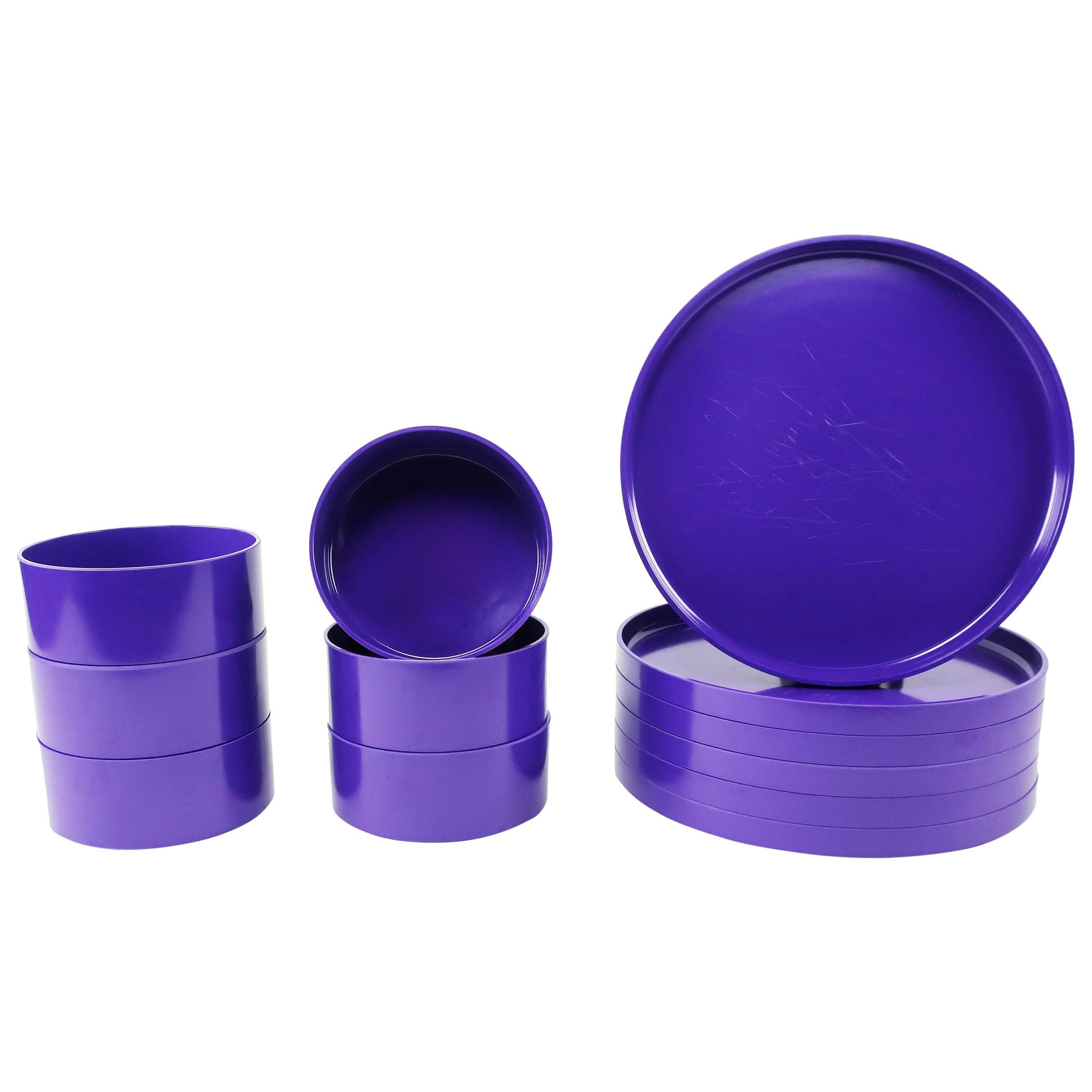 Purple Massimo Vignelli for Heller Dinnerware, Set of Six Plates and ...