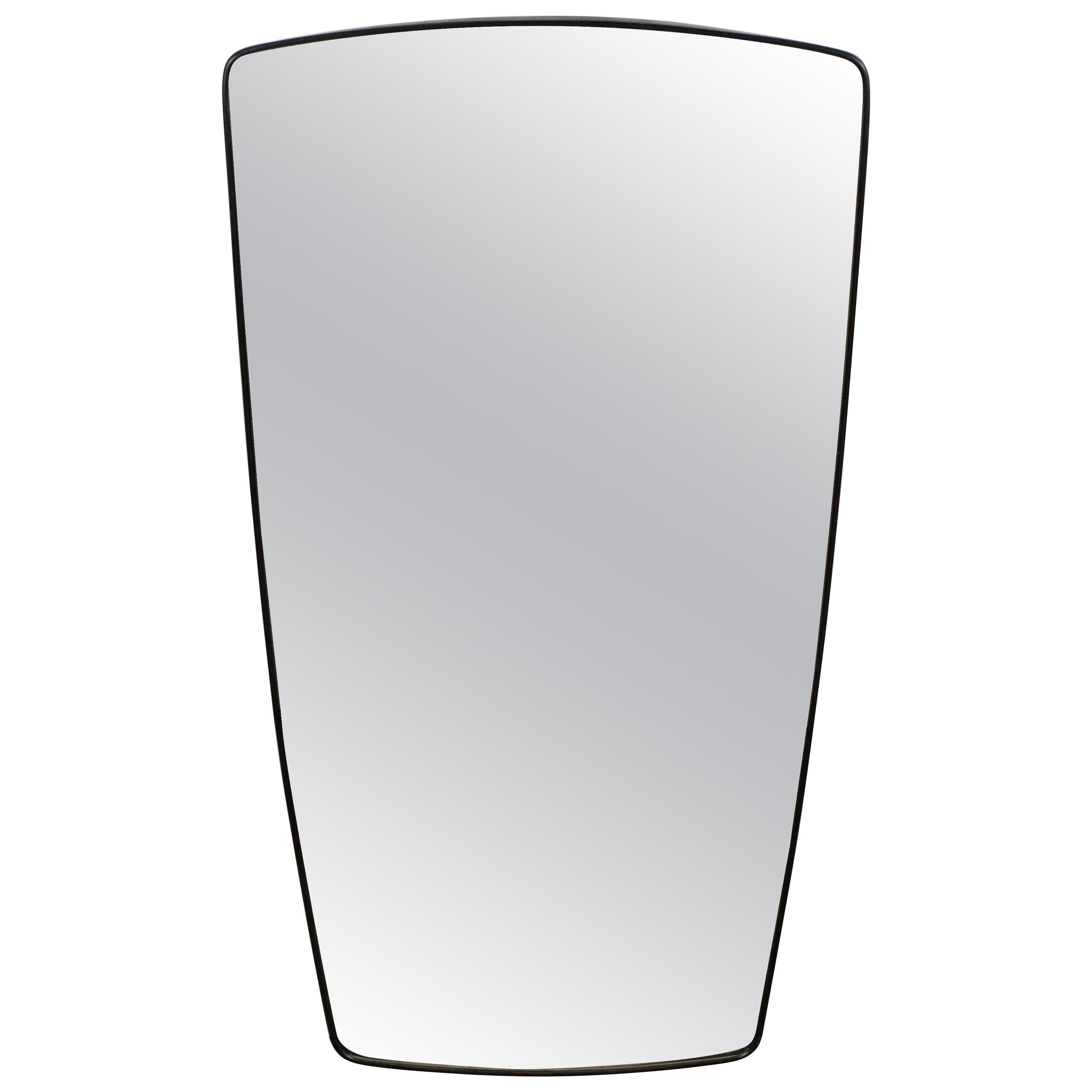 Italian Mid-Century Modern Amorphic Tapered Atomic Black Resin Mirror ...