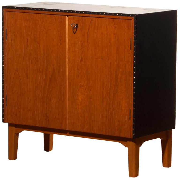 1950s, Teak and Black Skai Mini Bar by Bertil Fridhagen for Bodafors ...