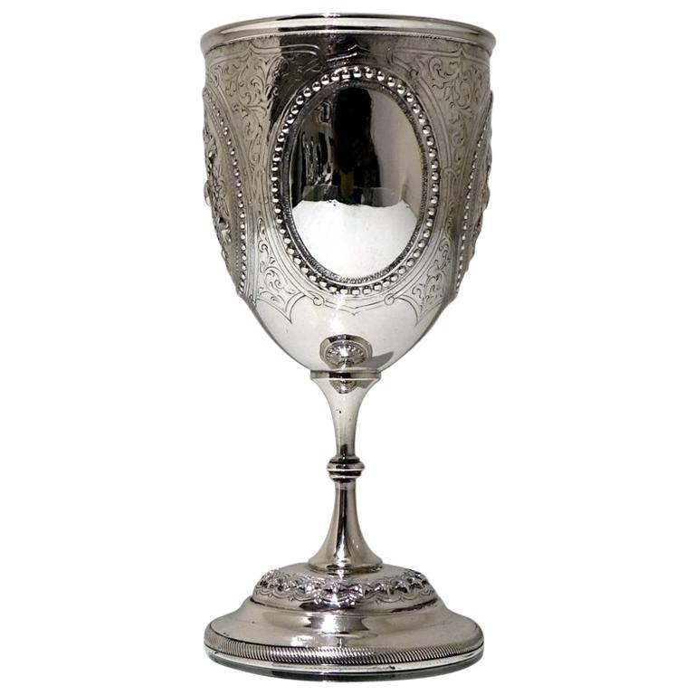 19th Century Antique Victorian Sterling Silver Wine Goblet London 1871 ...