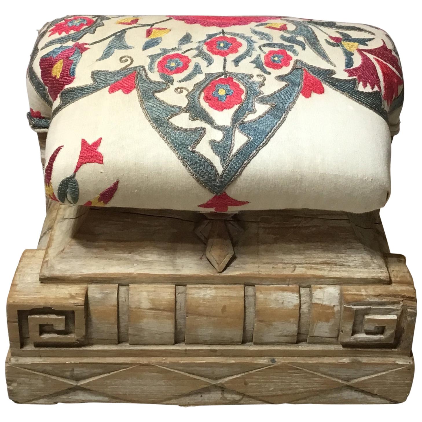 Antique Suzani Foot Stool at 1stDibs
