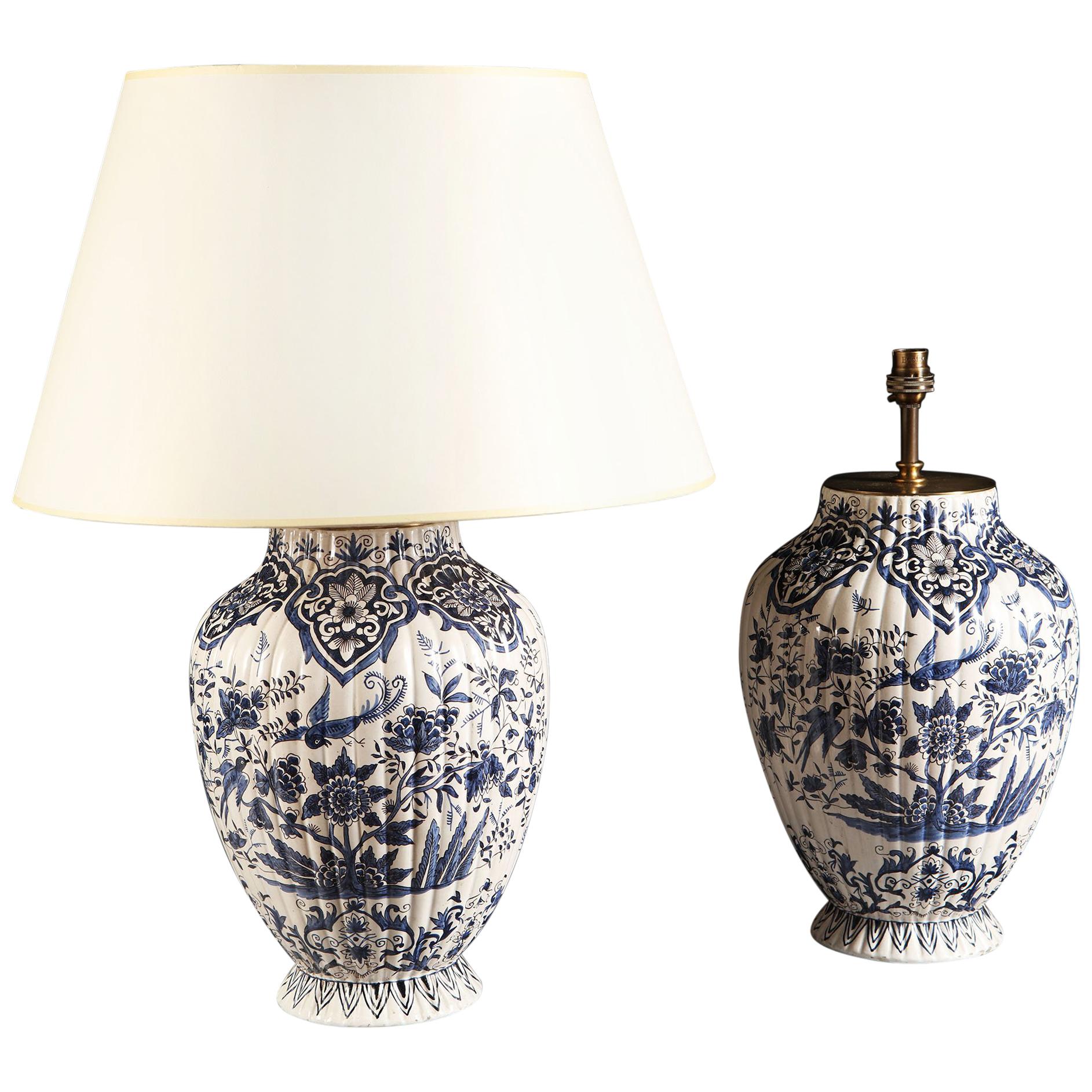 Pair of Late 19th Century Blue and White Delft Ceramic Table Lamps at ...