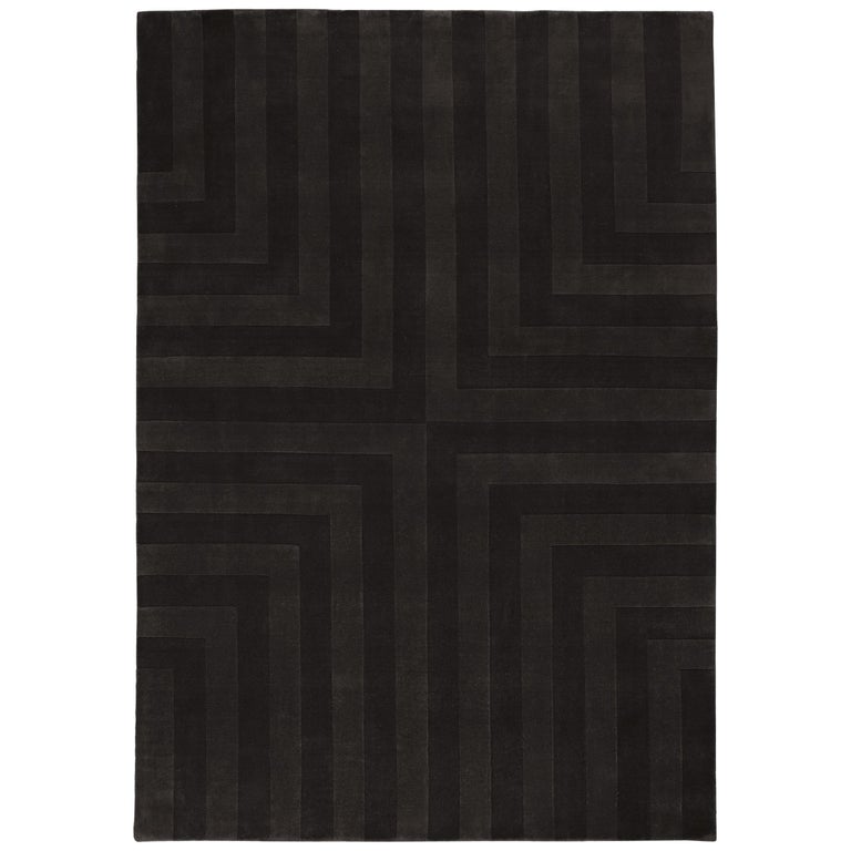 Lux 3 Black Coffee Wool Cut Pile Rug in Scandinavian Design at 1stDibs